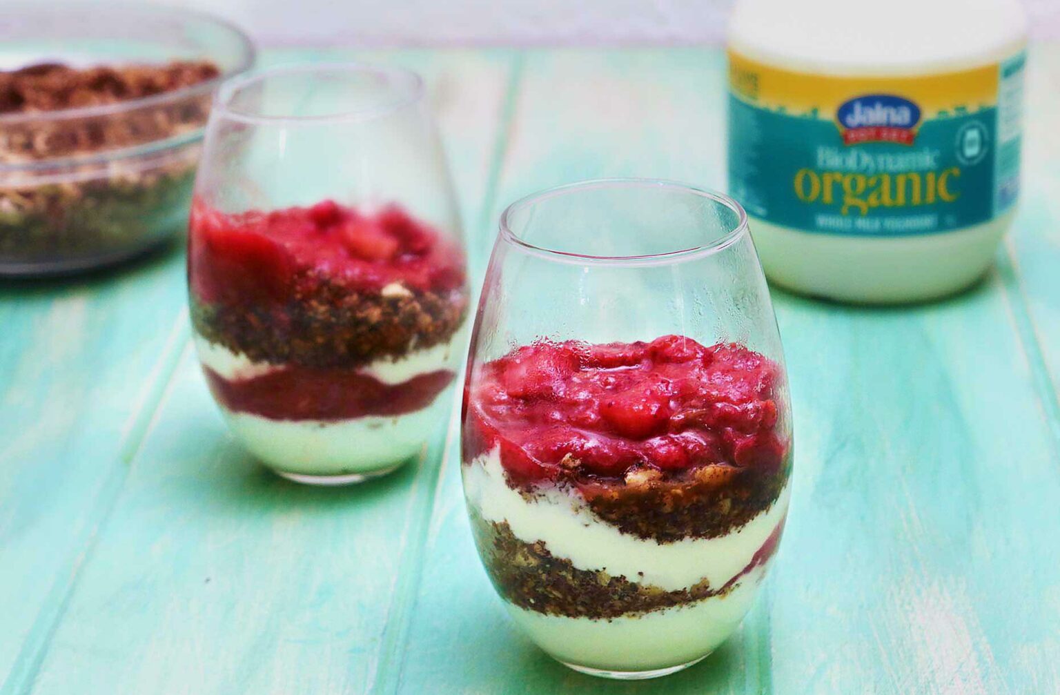 Rhubarb Strawberry Breakfast Pots - Jalna Yoghurt