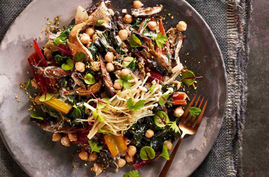 Sauteed Mushrooms, Silverbeet & Chickpeas with Yoghurt and Turmeric ...